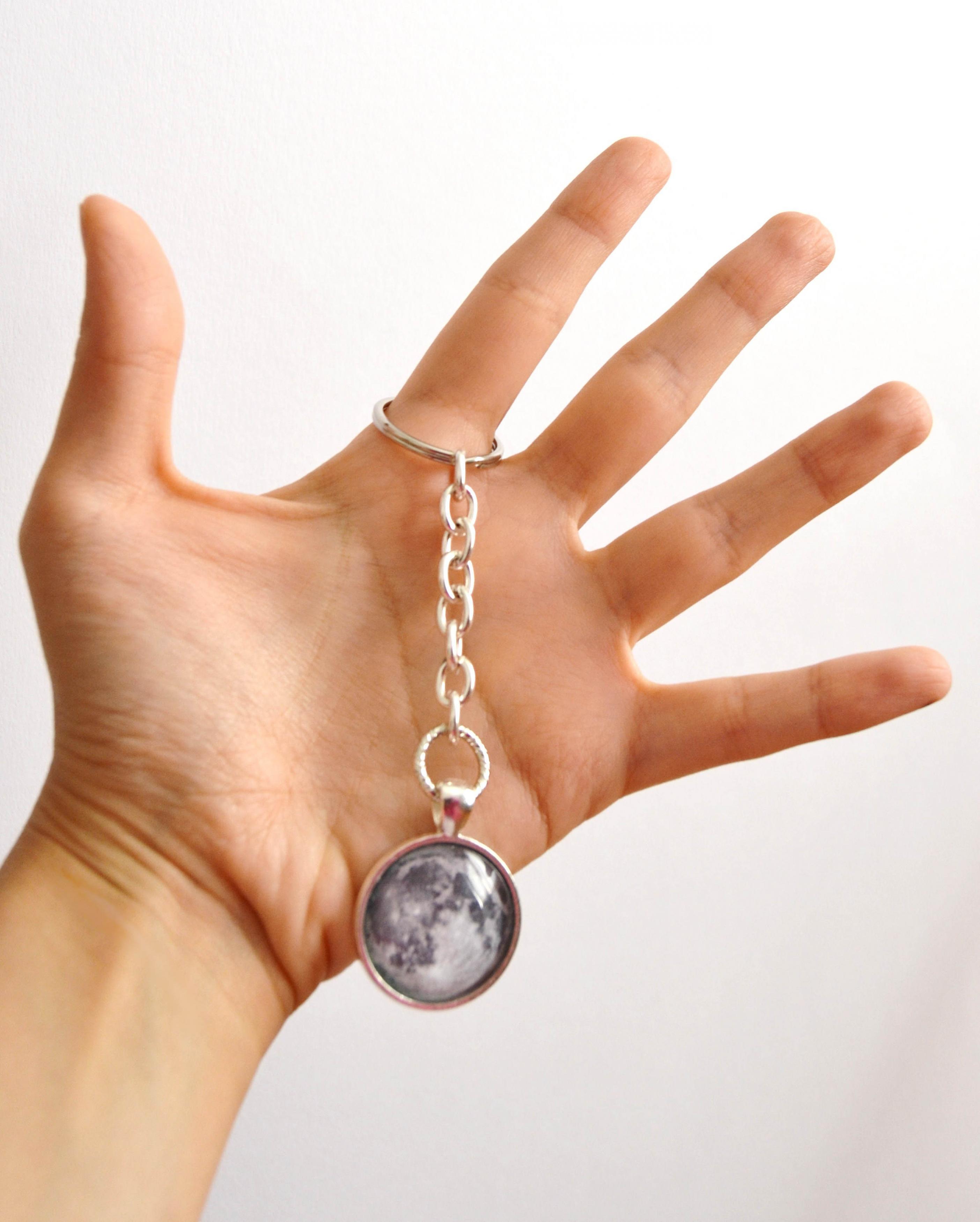 Unisex Moon Keychain With Glass Cabochon on Luulla